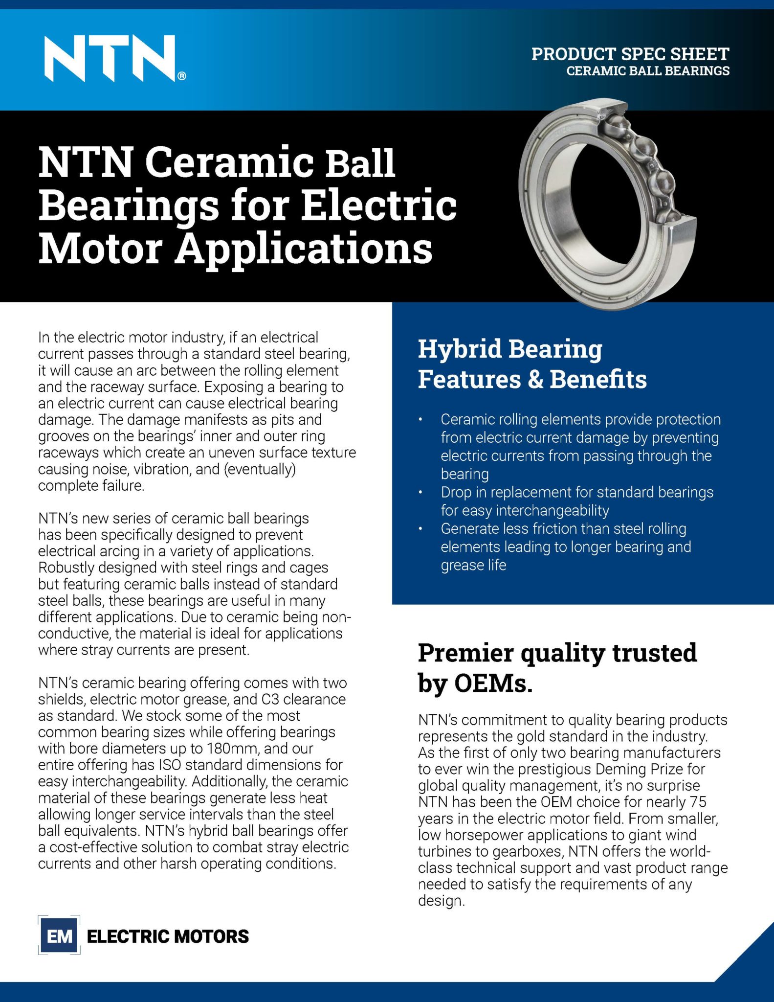 NTN Americas | OEM and Aftermarket Electric Motor Bearings